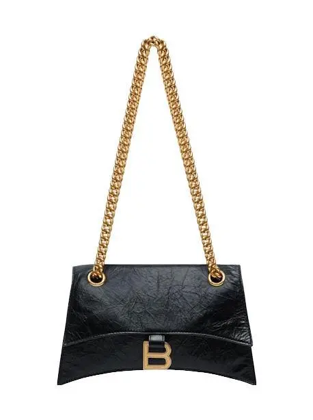 Balenciaga Crush Chain Shoulder Bag - Black/aged Gold