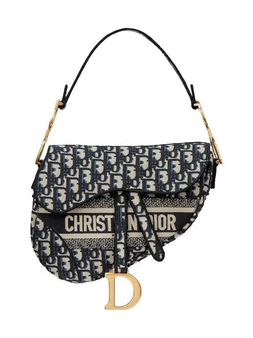 Dior Saddle Bag With Oblique Embroidery - Blue