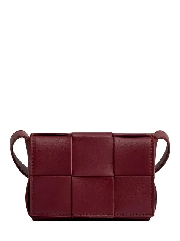 Bottega Veneta Candy Cassette Crossbody Bag Mini Intreccio - Bordeaux