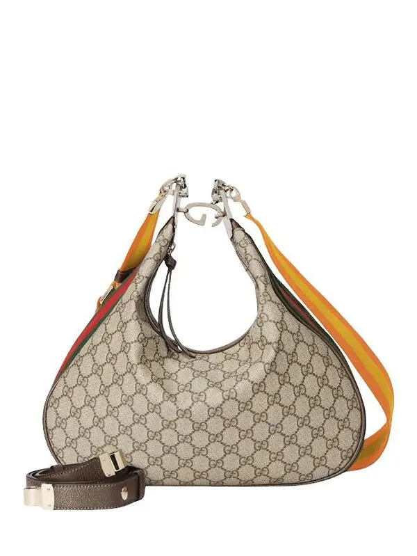 Gucci Attache Large Shoulder Bag Gg Supreme - Beige/ebony