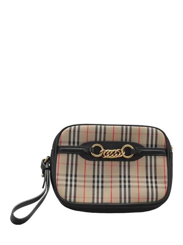 Burberry 1983 Check Link Bum Bag With Leather Trim - Black