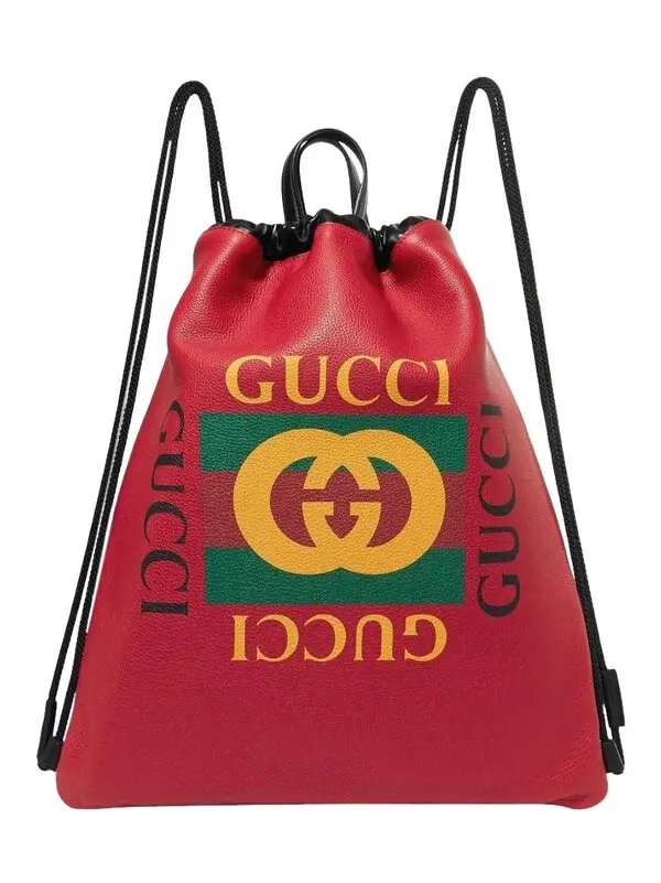 Gucci Printed Drawstring Backpack - Red