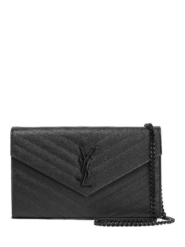 Saint Laurent Monogram Envelope Chain Wallet - Black