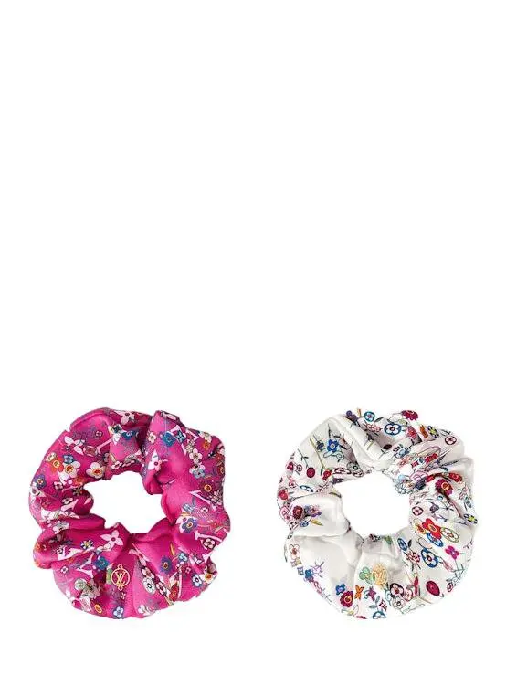 LOUIS VUITTON X Takashi Murakami Superflat Scrunchie - White/fuchsia