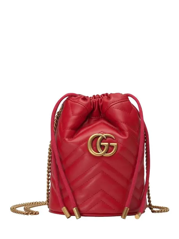 Gucci Gg Marmont Mini Bucket Bag - Hibiscus Red
