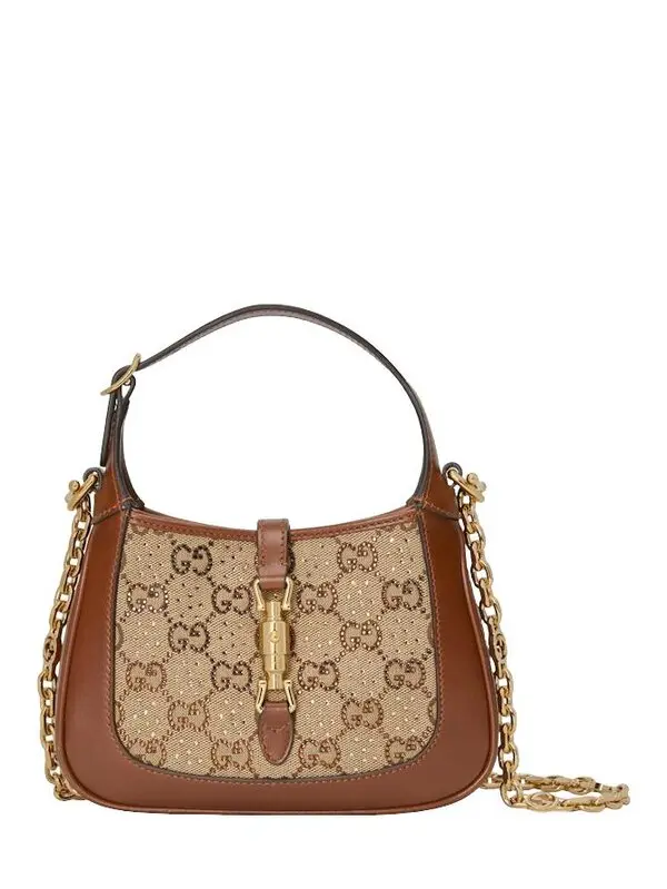Gucci Jackie 1961 Crystal Gg Mini Shoulder Bag - Camel/ebony