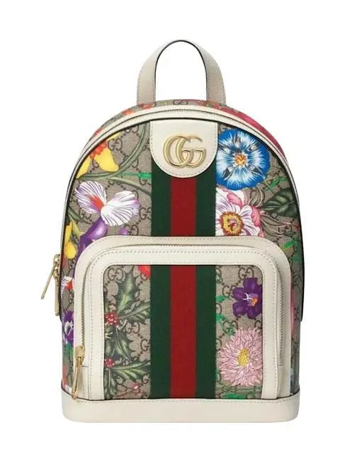 Gucci Ophidia Flora Backpack - White