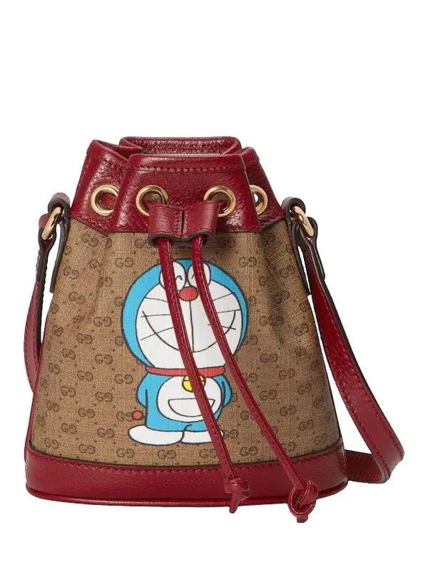 Gucci X Doraemon Mini Bucket Bag - Ebony/beige