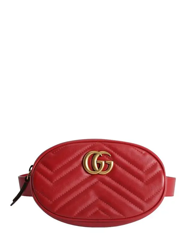 Gucci Gg Marmont Belt Bag Matelass - Hibiscus Red