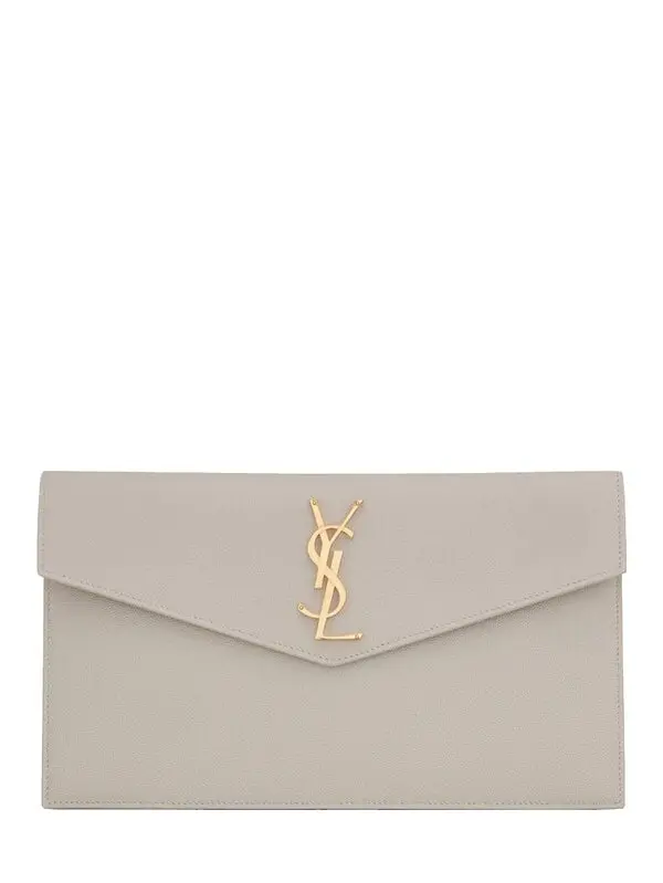 Saint Laurent Uptown Pouch Grain De Poudre Embossed - Blanc Vintage