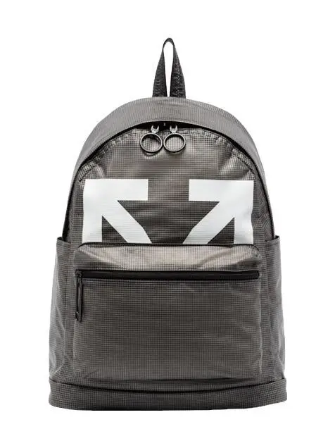 Off-White Logo Print Backpack - Silver