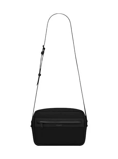Saint Laurent Camp Camera Bag In Econyl And Lambskin - Noir