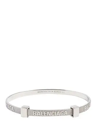 Balenciaga Logo Hoop Bracelet - Silver