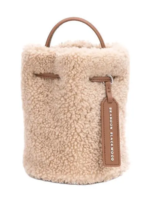 BRANDON BLACKWOOD Kamal Bucket Bag Shearling - Beige