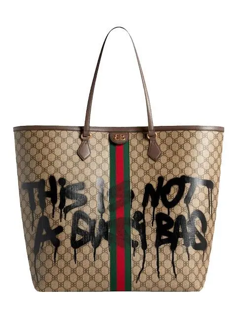 Gucci X Balenciaga The Hacker Project Graffiti Large Tote Bag - Beige