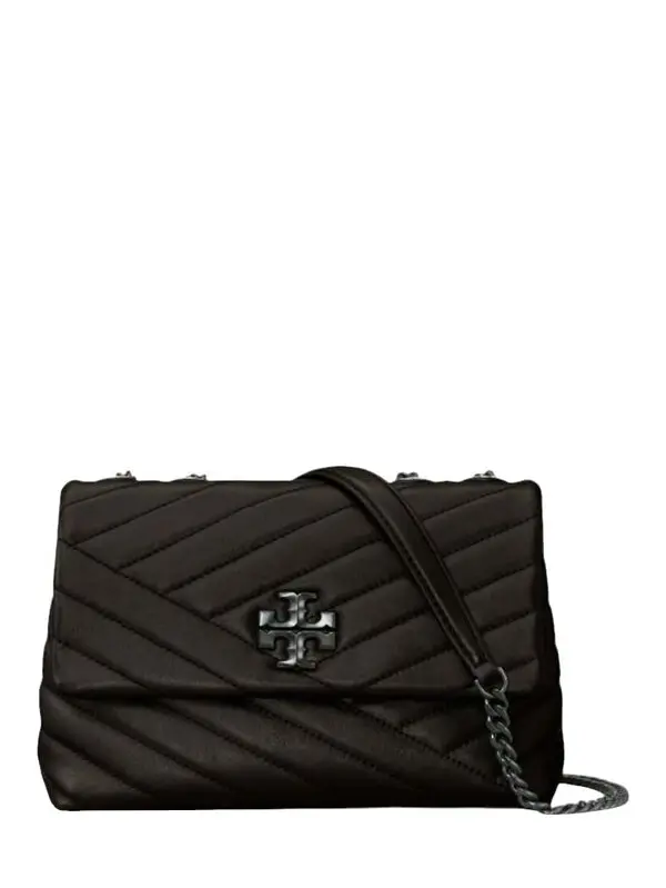 Tory Burch Kira Chevron Powder Coated Small Convertible Shoulder Bag - Black/silver