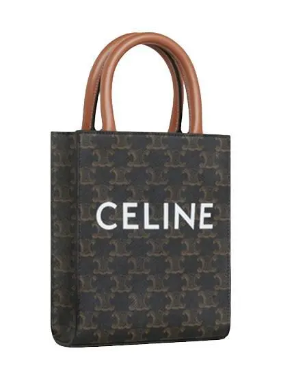 Celine Vertical Mini Tote Triomphe Canvas - Tan