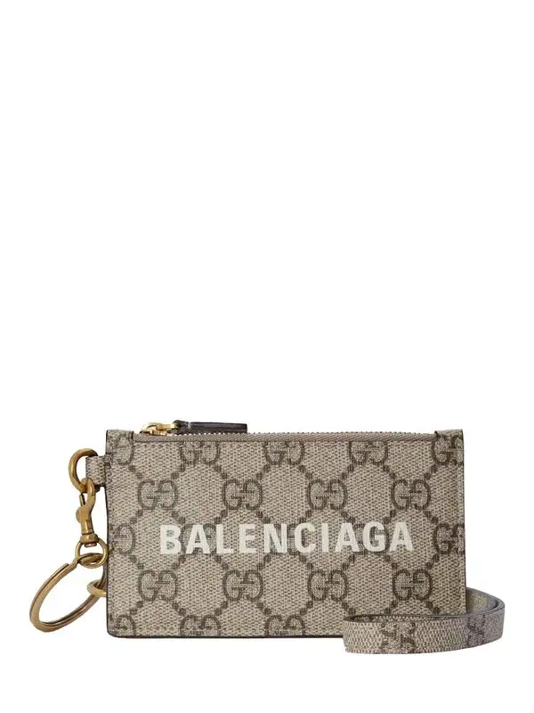 Gucci X Balenciaga The Hacker Project Card Case With Strap - Beige/ebony