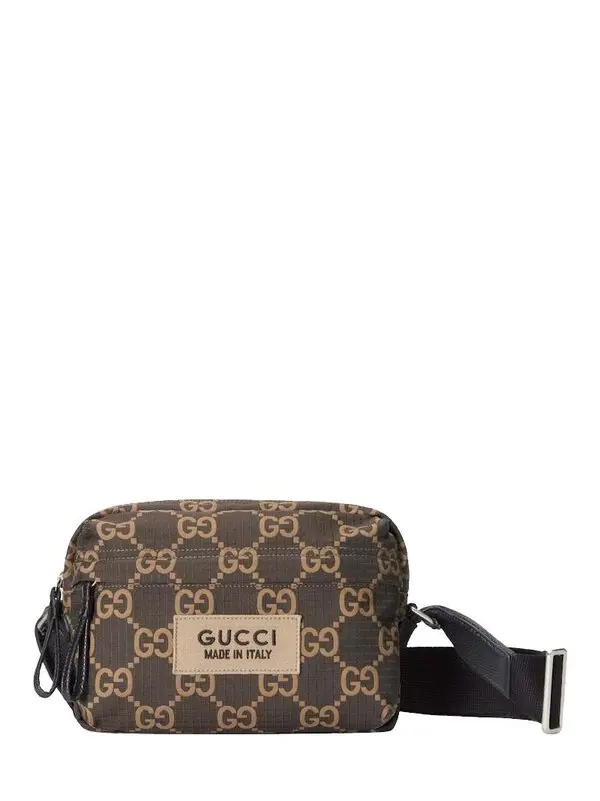 Gucci Medium Gg Polyester Crossbody Bag - Ebony/beige