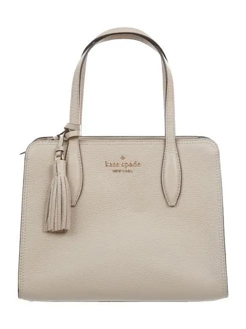 Kate Spade New York Rowe Leather Top Zip Satchel Small - Warm Beige
