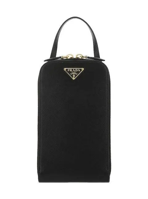Prada Logo Plaque Crossbody Mini Bag - Black