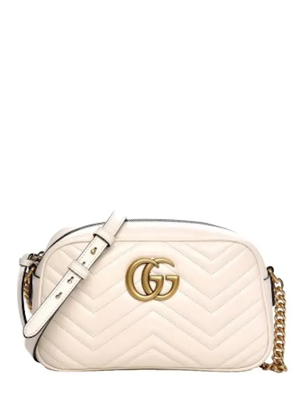 Gucci Gg Marmont Small Matelassé Shoulder Bag - White