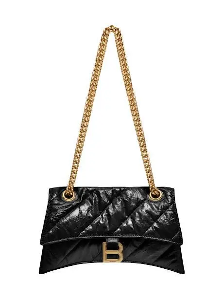 Balenciaga Crush Small Chain Bag Quilted - Black