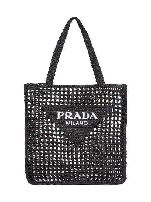 Prada Raffia Tote - Black