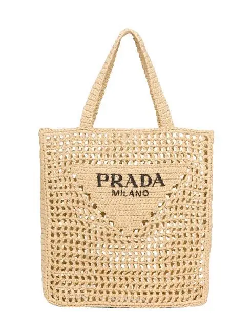Prada Raffia Tote - Tan