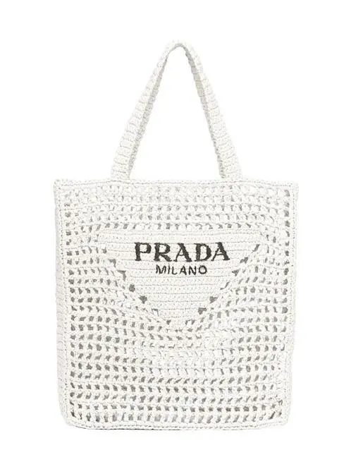 Prada Raffia Tote Bag - White