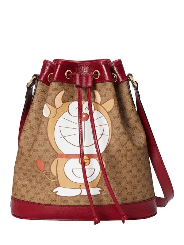 Gucci X Doraemon Small Bucket Bag - Ebony/beige
