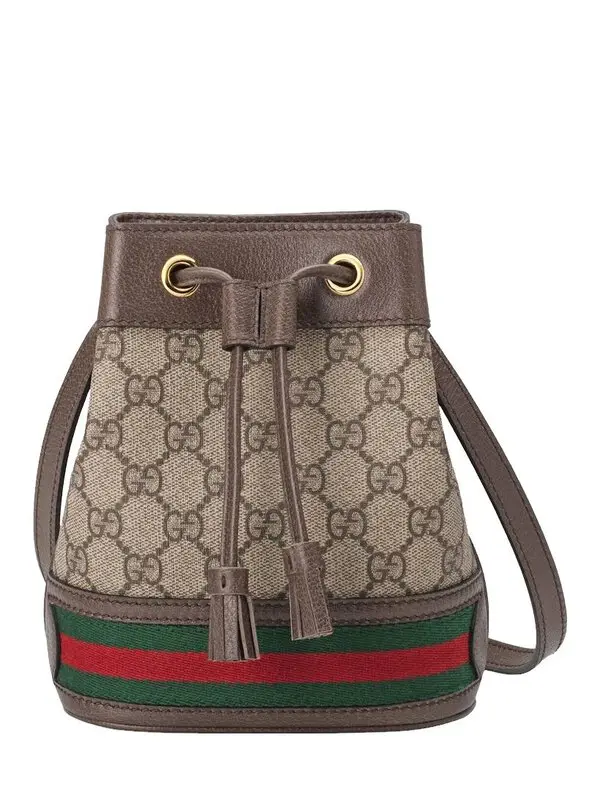Gucci Ophidia Bucket Bag Gg Supreme Mini - Beige/ebony