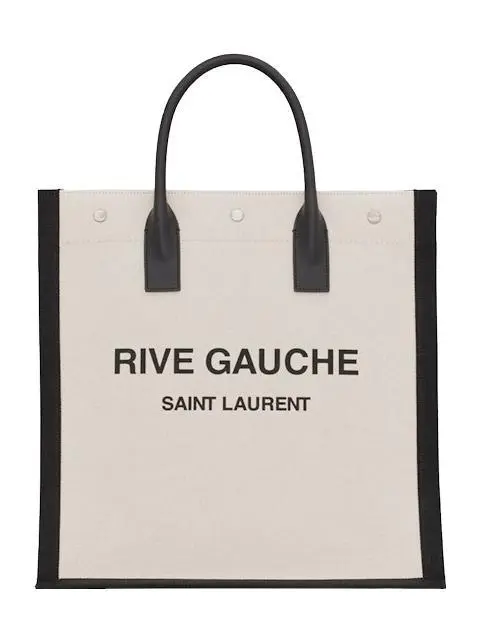 Saint Laurent Rive Gauche North/south Tote - White Linen/black