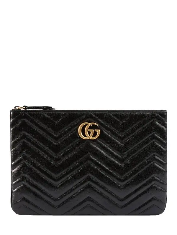 Gucci Gg Marmont Leather Pouch - Black