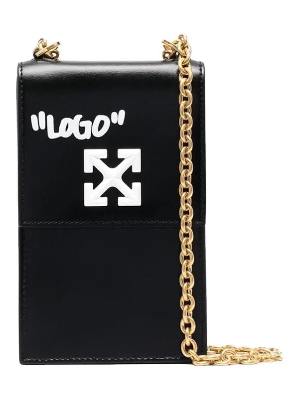 Off-White Rectangular Logo Pouch With Chain Strap - Black/white