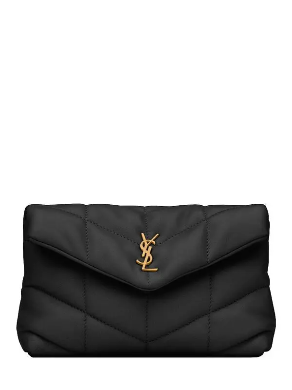 Saint Laurent Pouch In Quilted Lambskin - Black