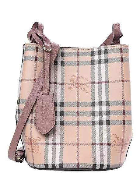 Burberry Small Lorne Haymarket Check Bucket Bag - Light Elderberry
