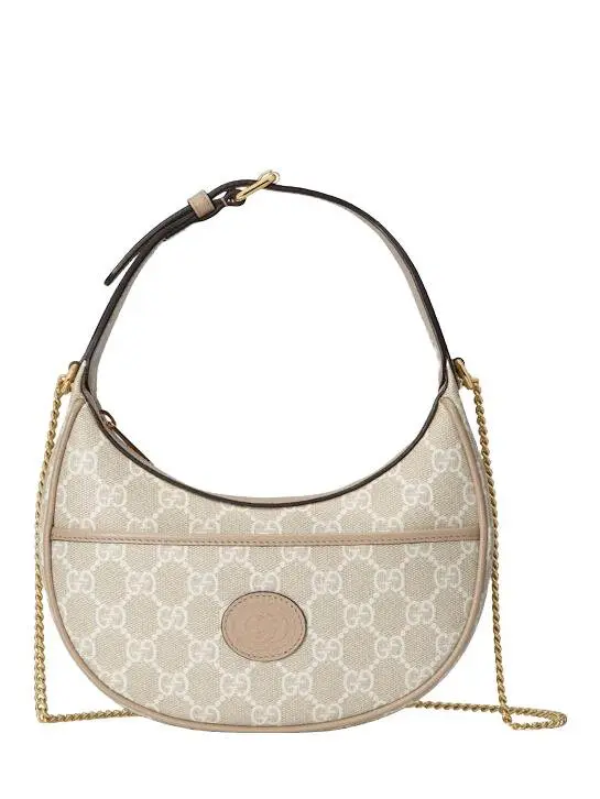 Gucci Mini Gg Supreme Halfmoon Bag - Beige/white