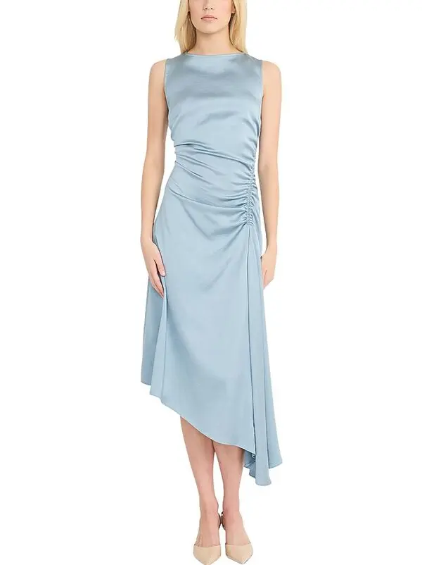 LUXELY Boat Neck Asymmetric Midi Dress - Arona