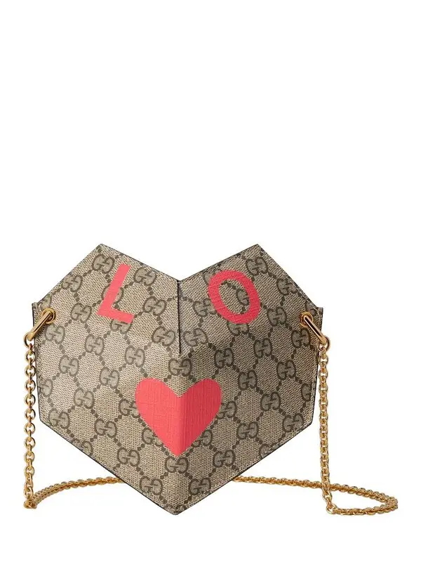 Gucci Small Gg Supreme Heart Bag - Beige/ebony