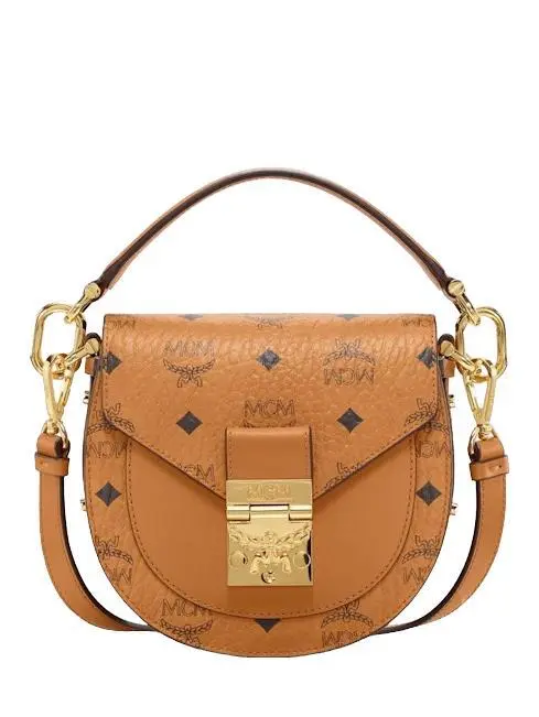 Mcm Tracy Shoulder Bag Mini Visetos - Cognac