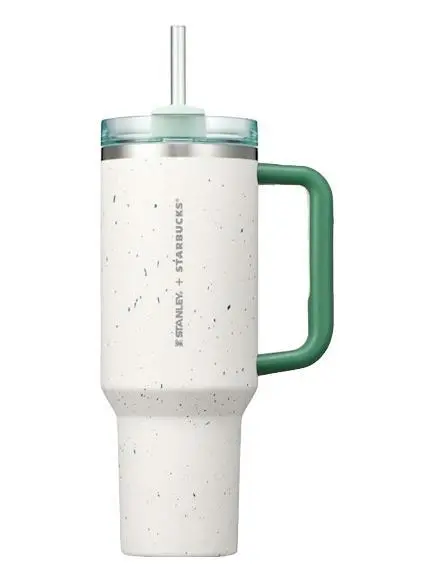 STANLEY Starbucks Korea Exclusive Flowstate Quencher 40oz Tumbler - Green Pebble
