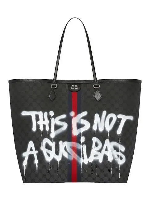Gucci The Hacker Project Graffiti Large Tote - Black