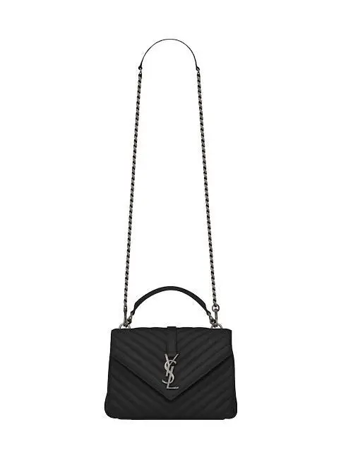 Saint Laurent Quilted College Shoulder Bag Medium - Black