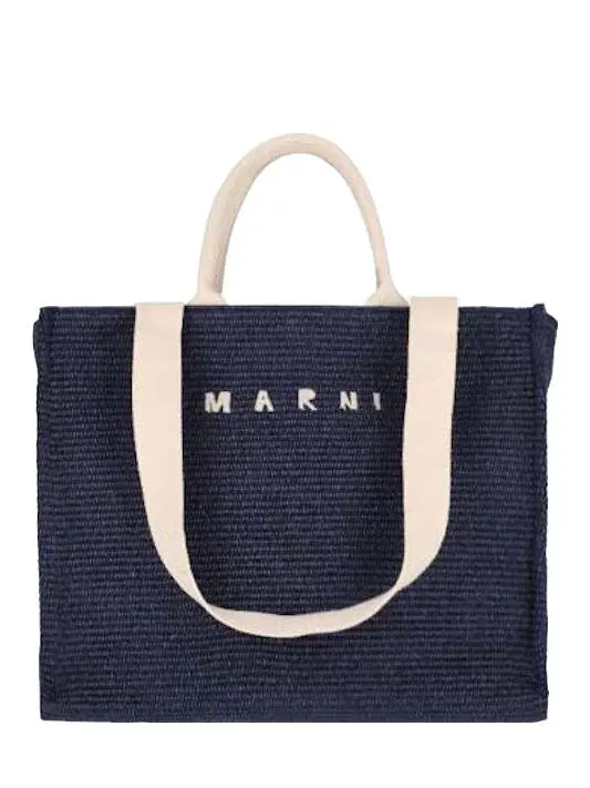 Marni Rafia Tote Bag - Blue