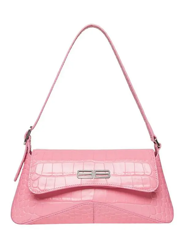 Balenciaga Xx Crocodile Embossed Flap Bag Small - Pink