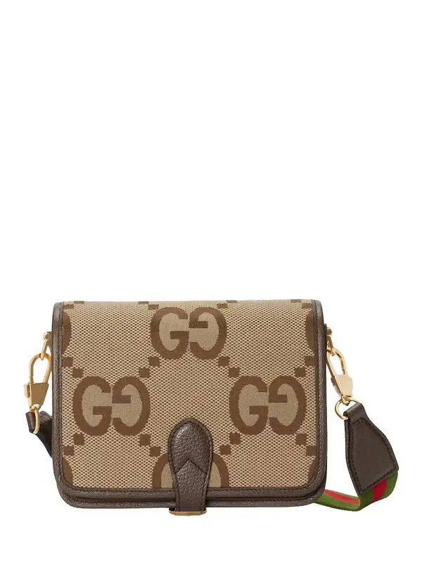 Gucci Jumbo Gg Canvas Shoulder Bag - Camel/ebony