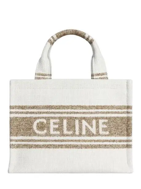 Celine Small Cabas Striped Textile Tote Bag - Tobacco/tan