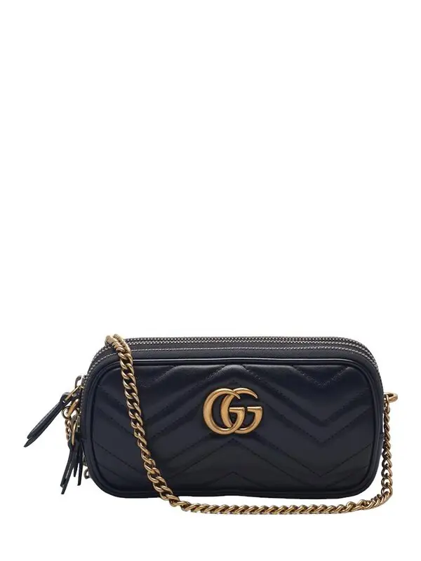 Gucci Gg Marmont Chain Matelasse Mini Bag - Black