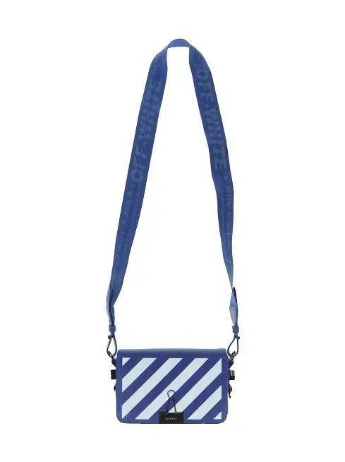 Off-White Diagonal Stripe Mini Flap Bag - Blue/white